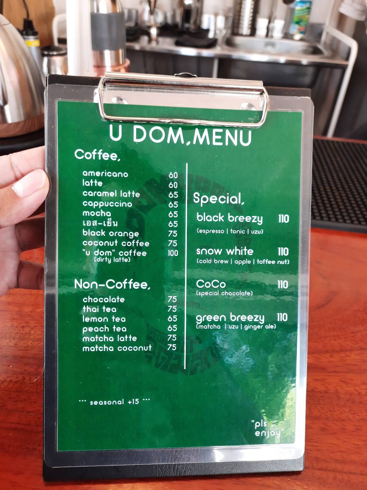 Menu at อุดม U DOM,Coffee Slow Bar, Tha Phi Liang