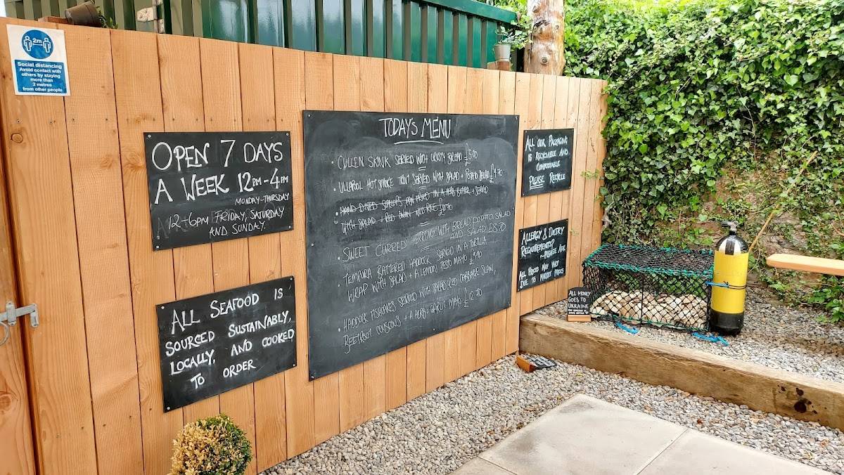 Menu at Seafood Shack restaurant, Ullapool