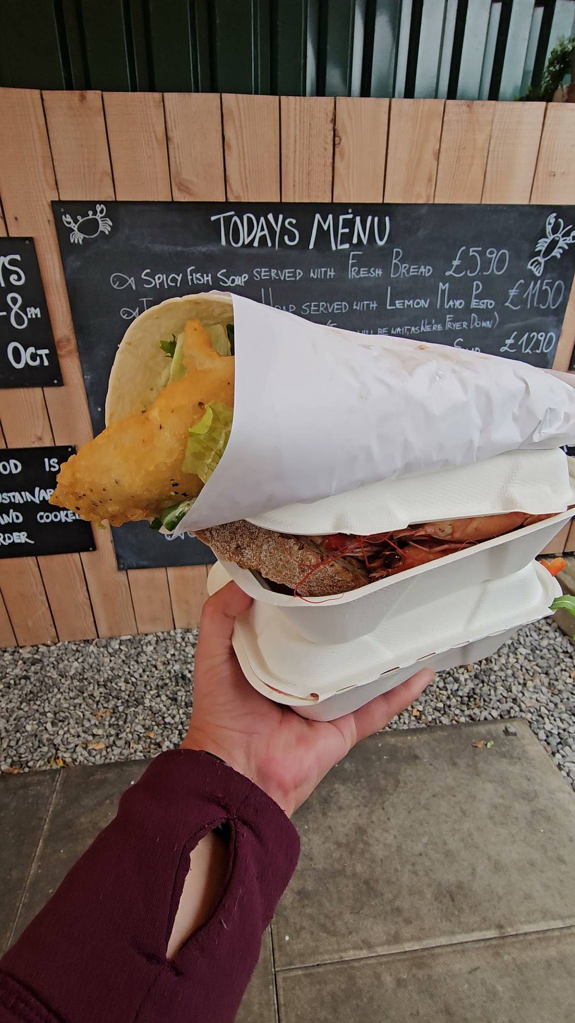 Menu at Seafood Shack restaurant, Ullapool