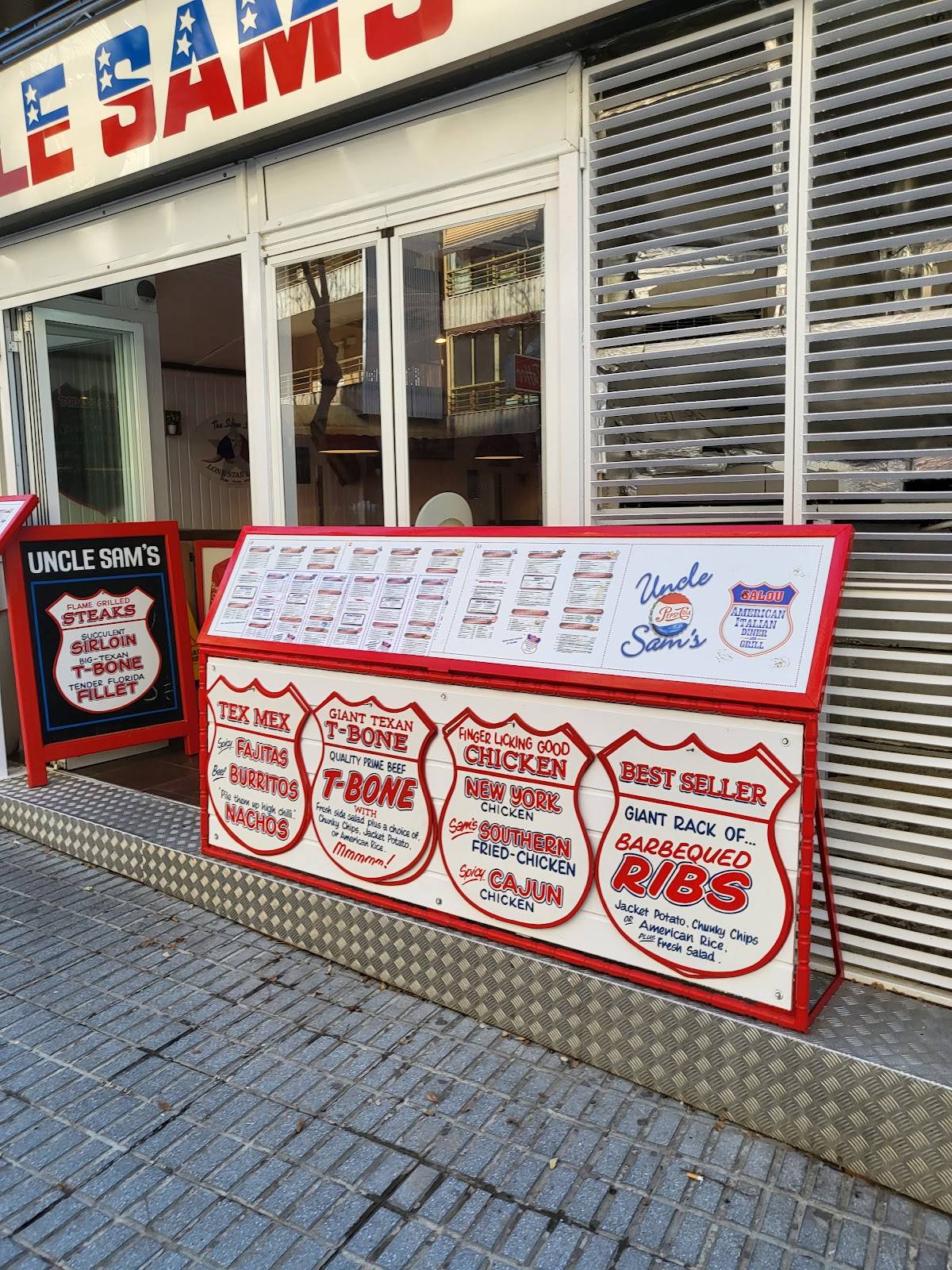 Menu at Uncle Sam's steakhouse, Salou
