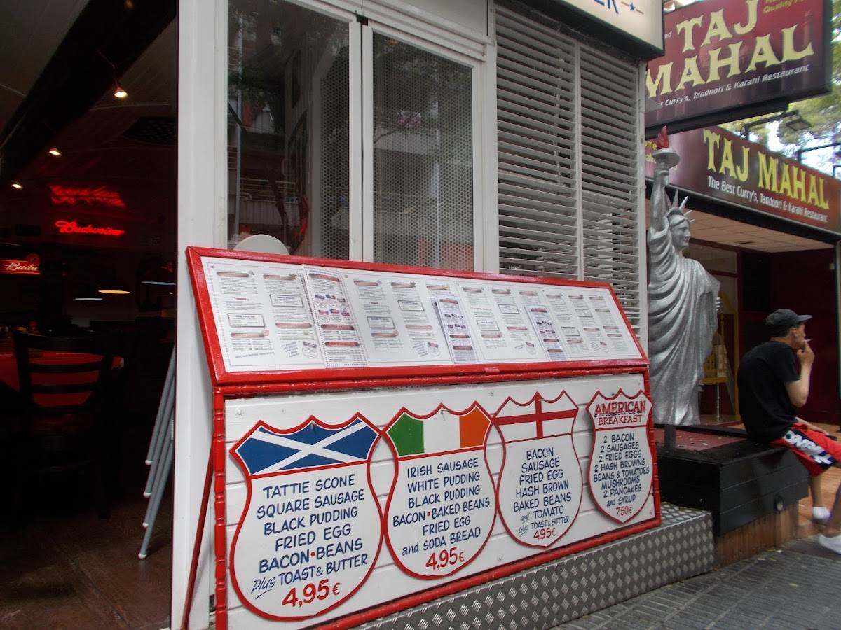 Menu at Uncle Sam's steakhouse, Salou