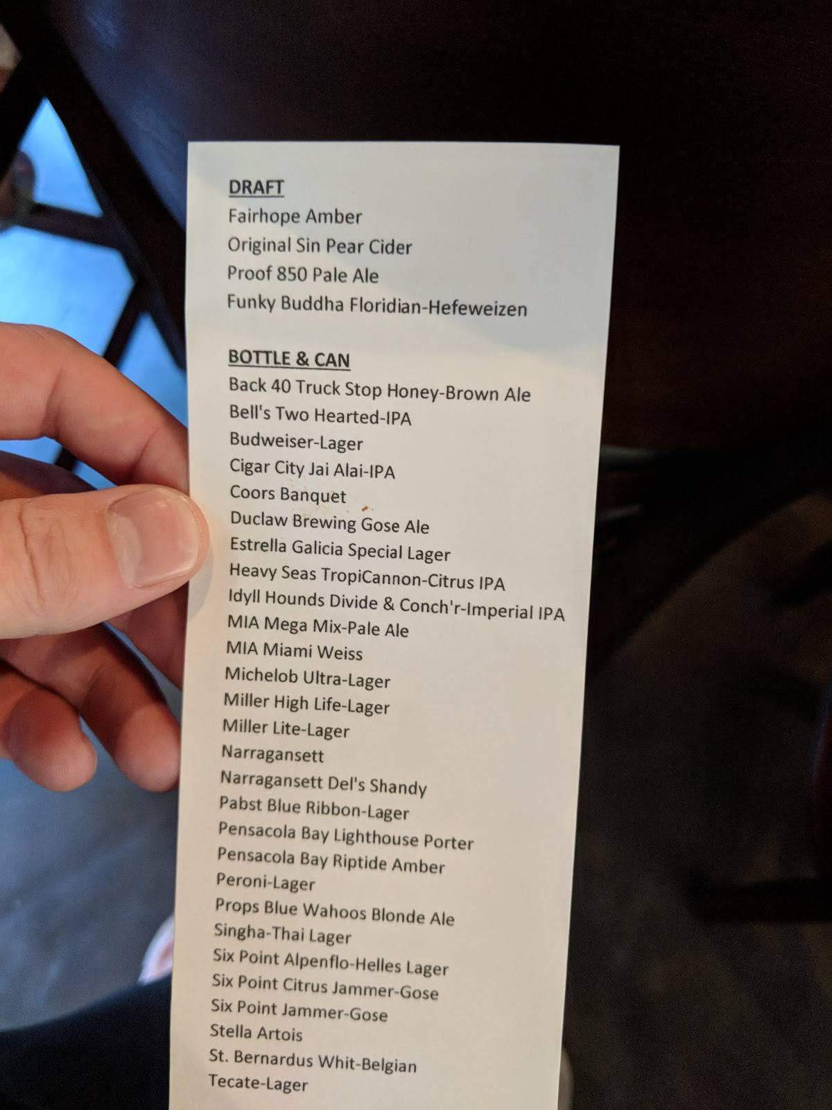 Menu at Union Public House, Pensacola, 36 E Garden St