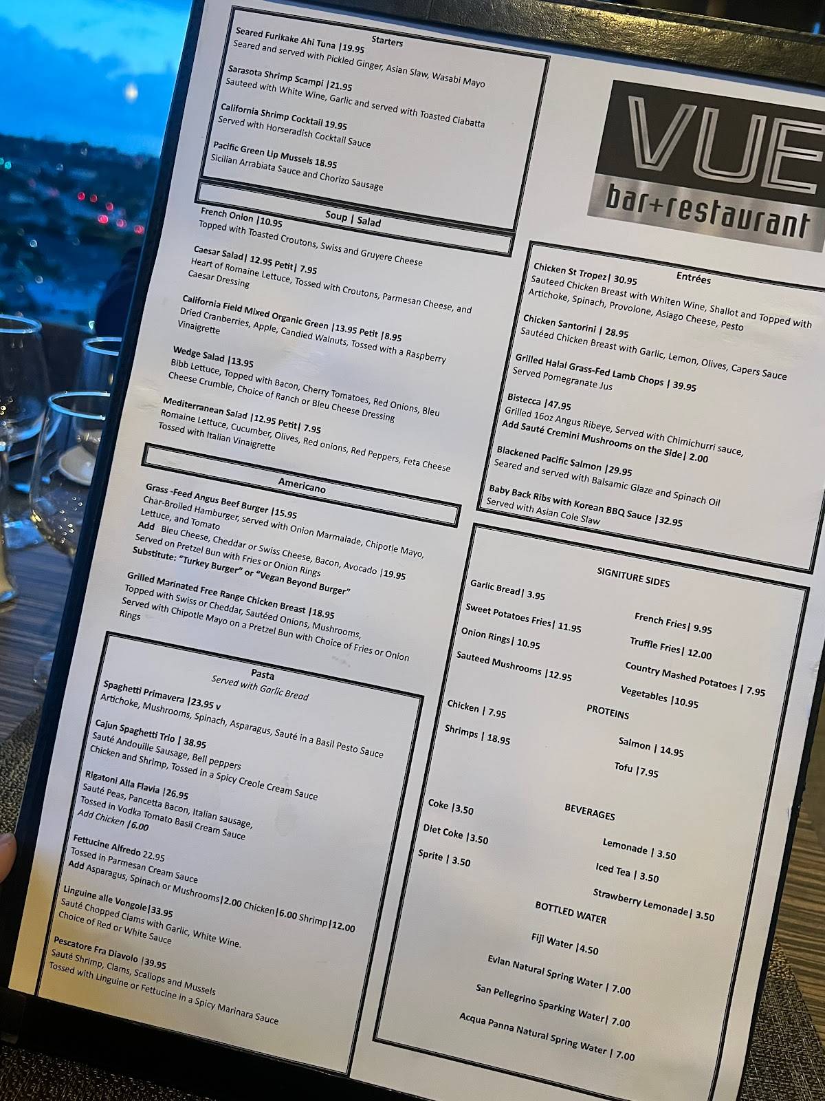 Menu at VUE Bar + Restaurant, Long Beach