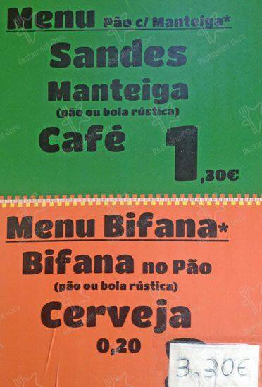 Menu em Via Café, Lisboa