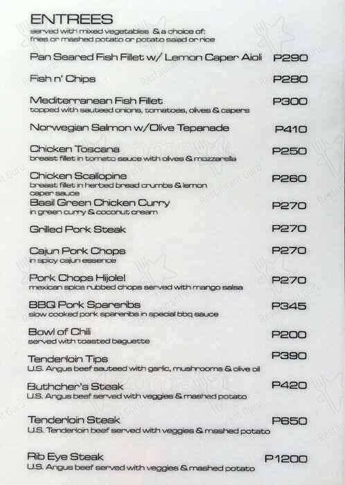 Menu at Vue Dine & Drink restaurant, Lapu-Lapu City, 8XHG+CQ8