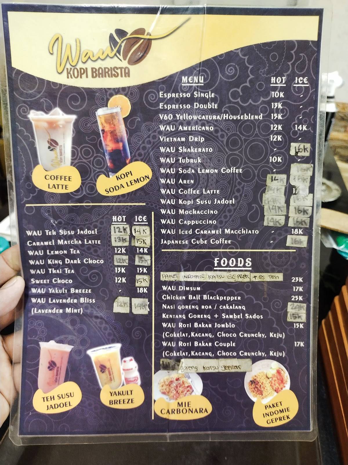 Menu at WAU Kopi Barista, East Jakarta