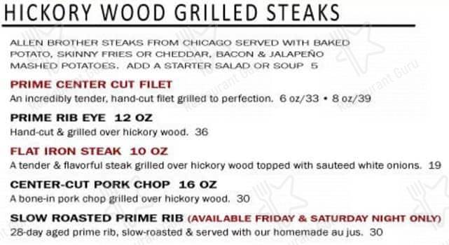 Menu at Waterfront Grill Tulsa restaurant, Jenks