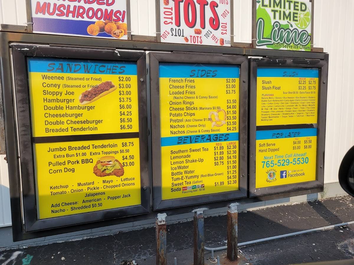 Menu at Weenee World fast food, New Castle