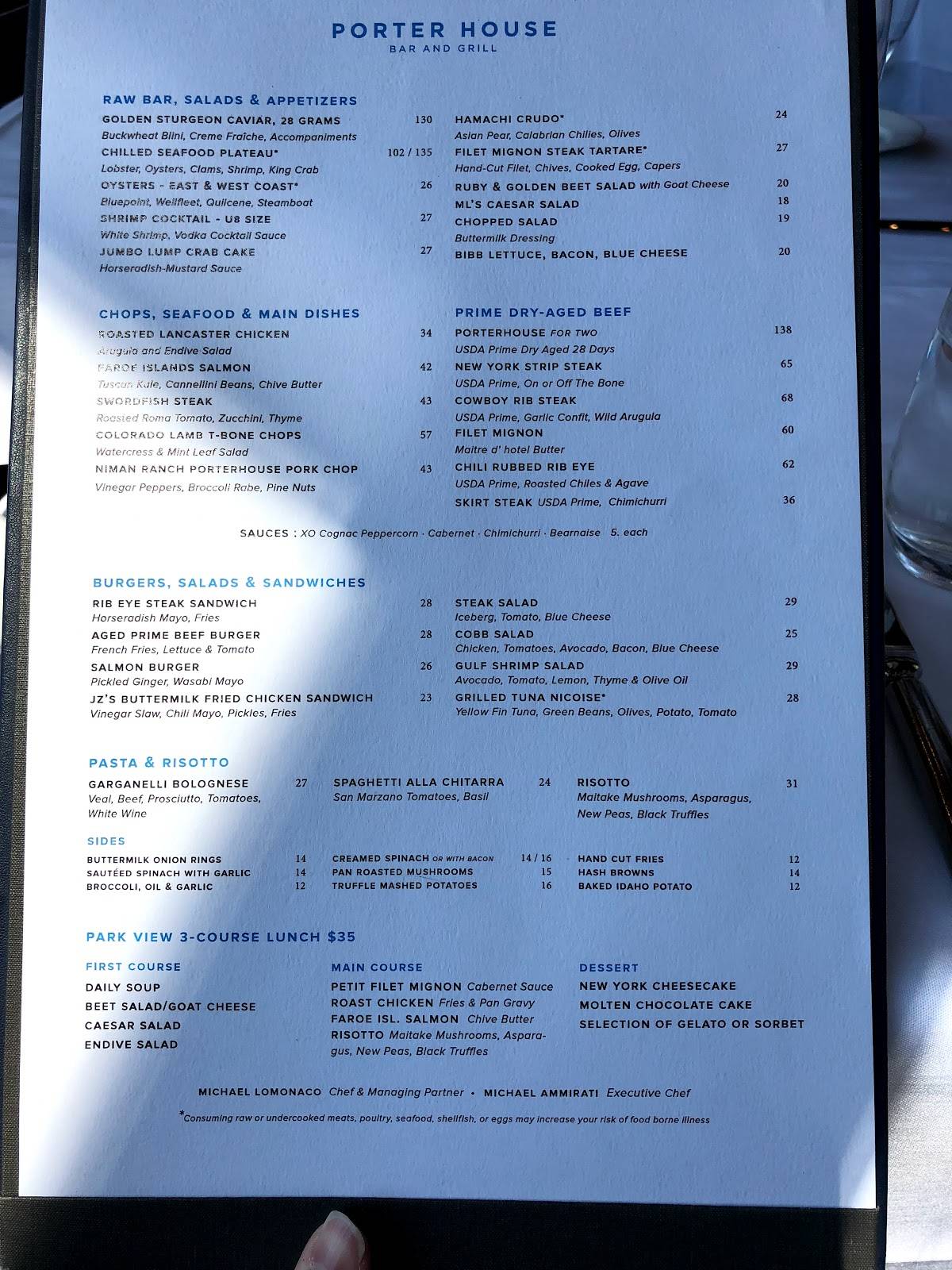 Menu at Porter House Bar and Grill, West New York, 10 Columbus Cir
