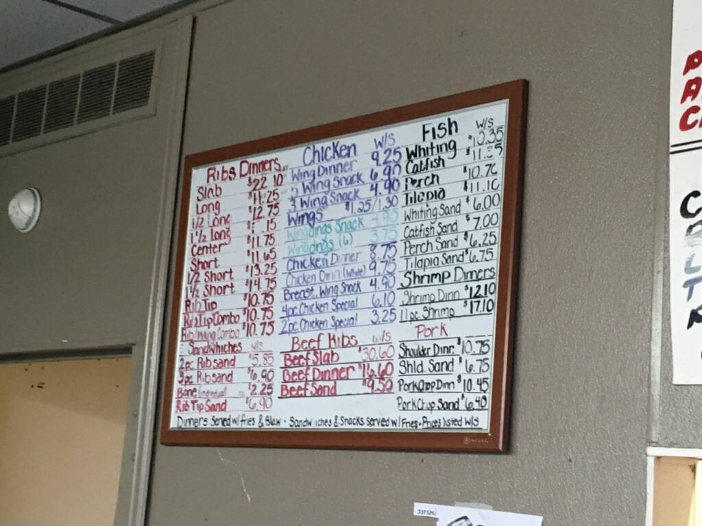 Menu at Whitmore's Bar-B-Q, Warrensville Heights, Harvard Ave