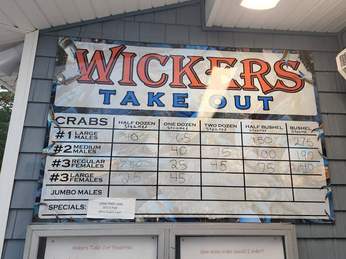 Menu at Wicker's Crab Pot Seafood pub & bar, Chesapeake