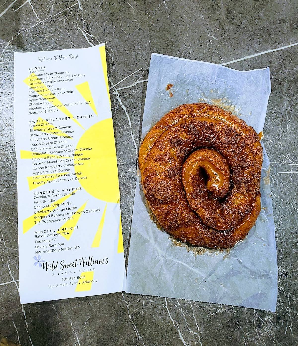 Menu at Wild Sweet William's Bakery, Searcy