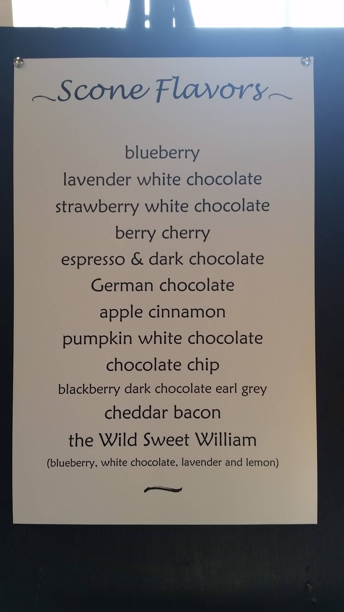 Menu at Wild Sweet William's Bakery, Searcy