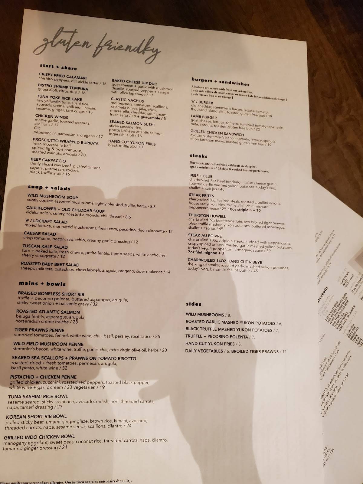 Menu at Wildcraft Grill + Long Bar, Waterloo
