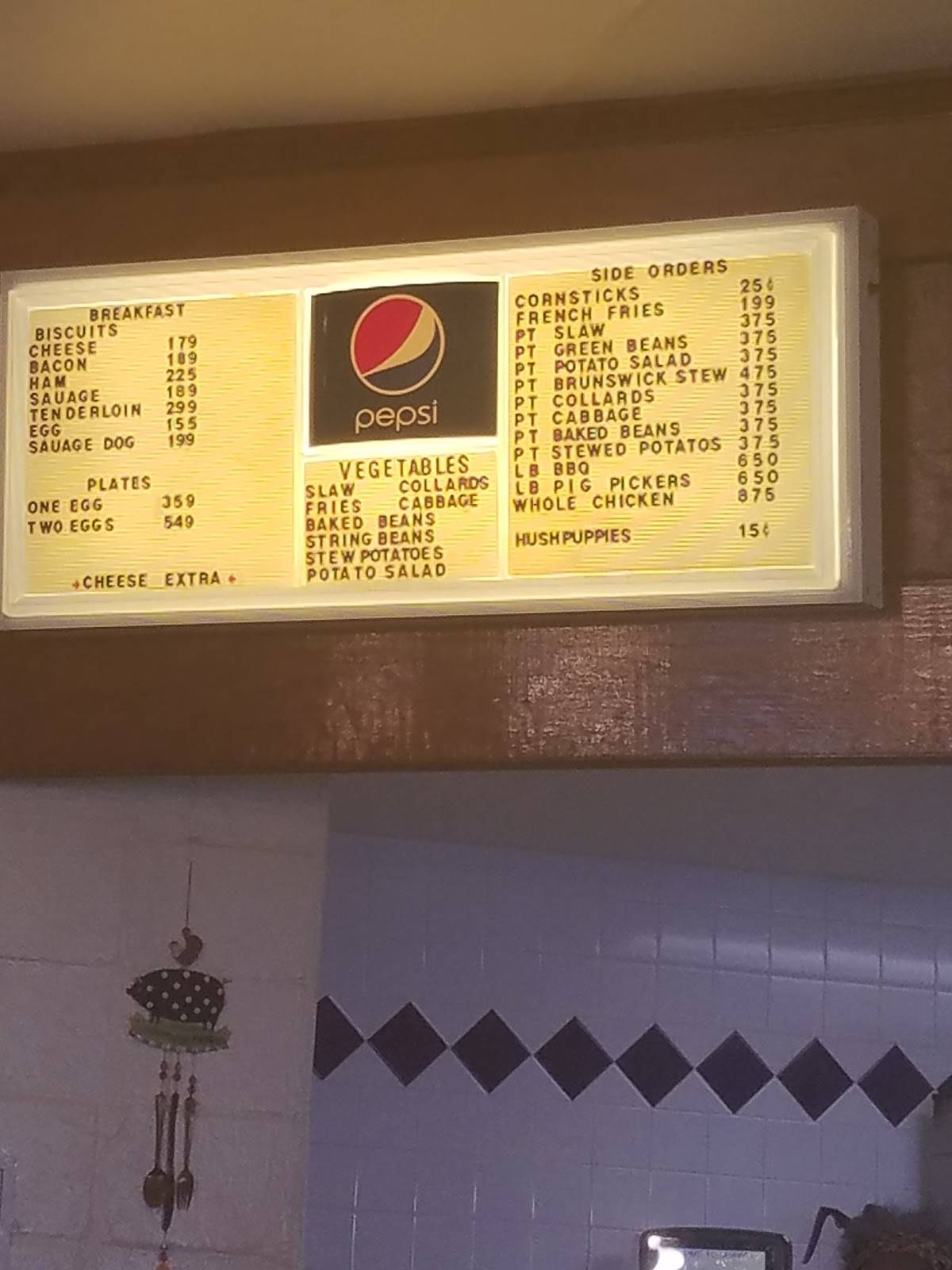 Menu at Shaw's Barbecue House, Williamston