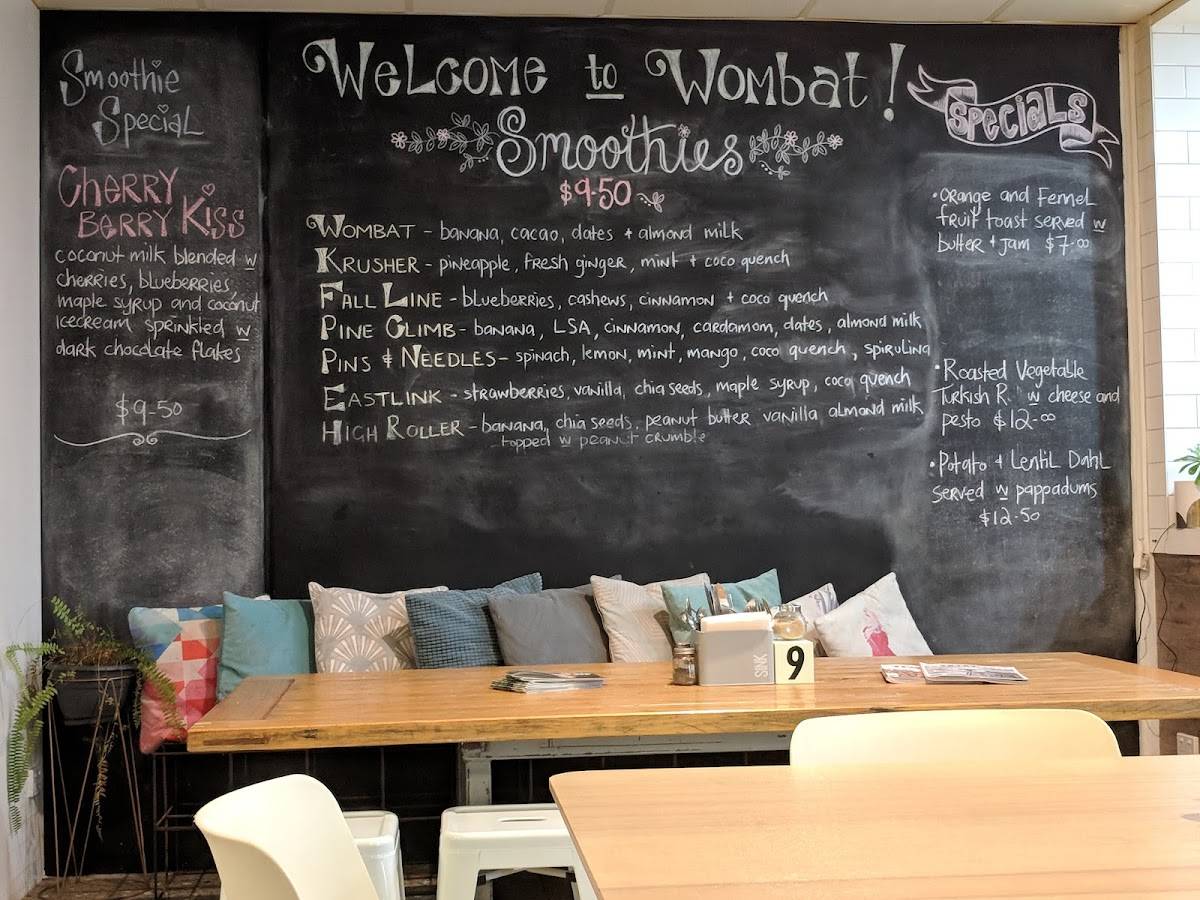 Menu at Wombat Cafe & Store, Dromana