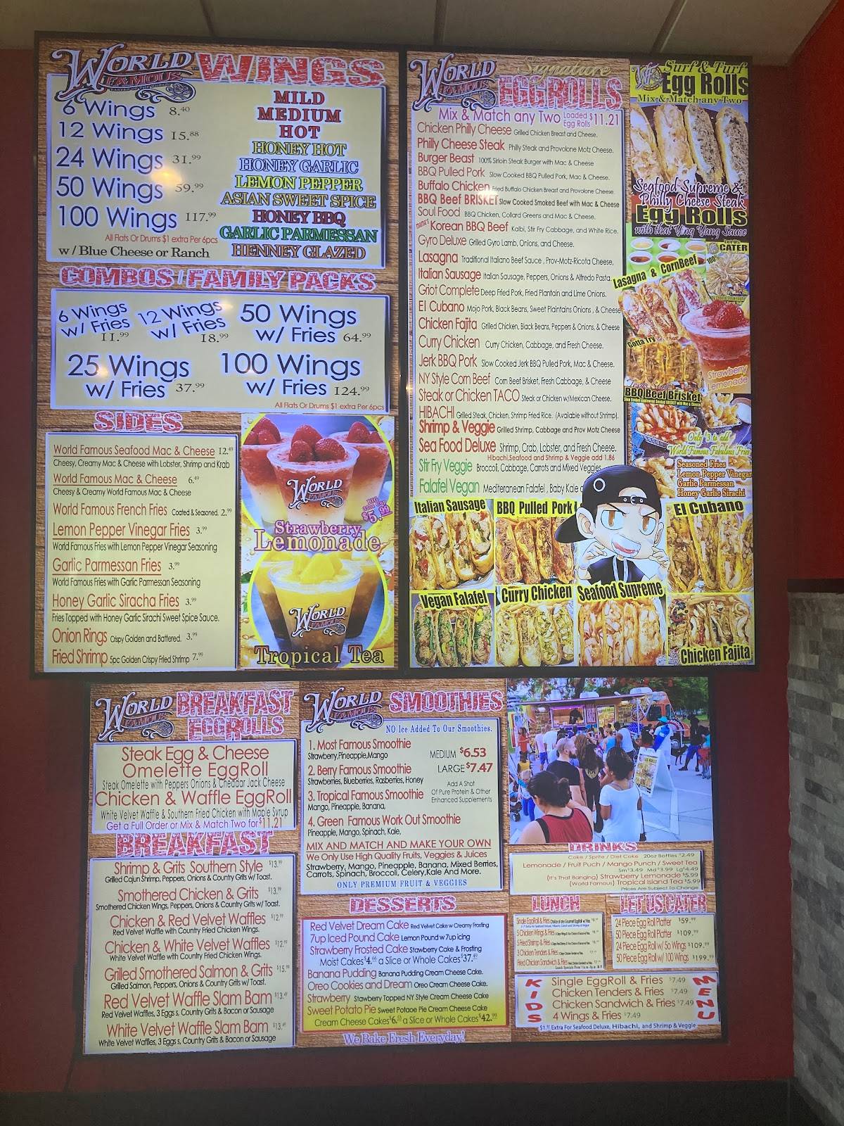Menu at World Famous restaurant, Hollywood