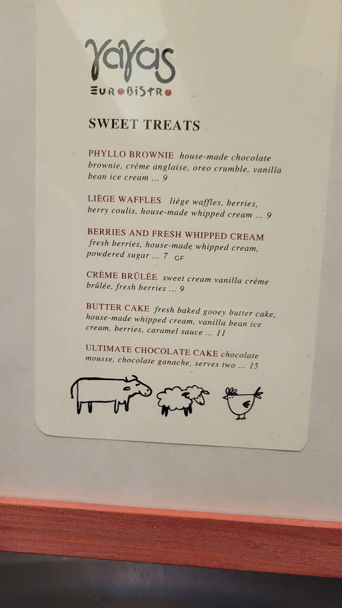 Menu at YaYas Euro Bistro in Overland Park restaurant, Overland Park