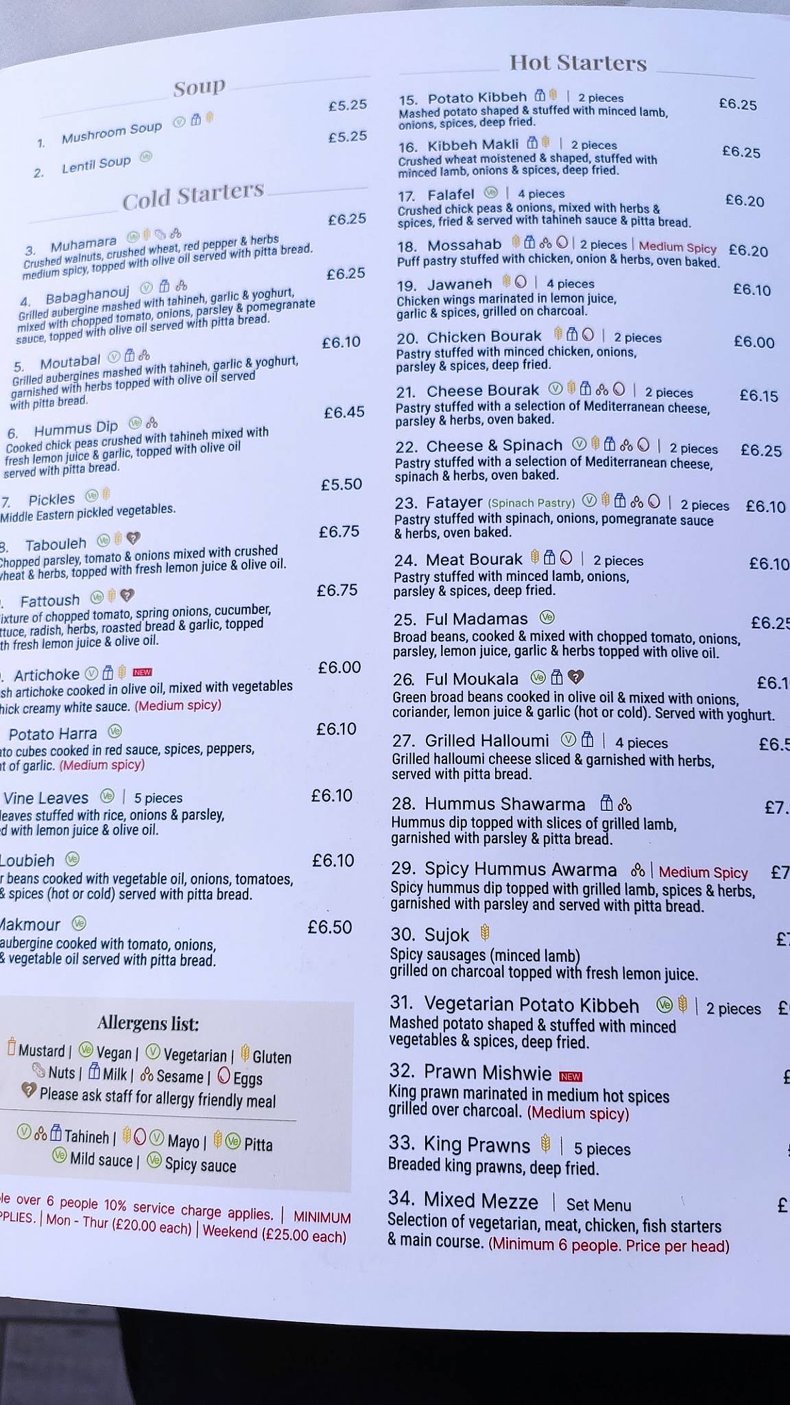 Menu at Yara Restaurant, Cheadle, 7 Wilmslow Rd