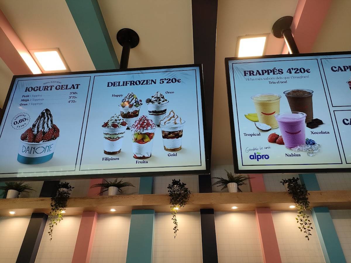 Carta del restaurante Danone, Barcelona, Av. Diagonal