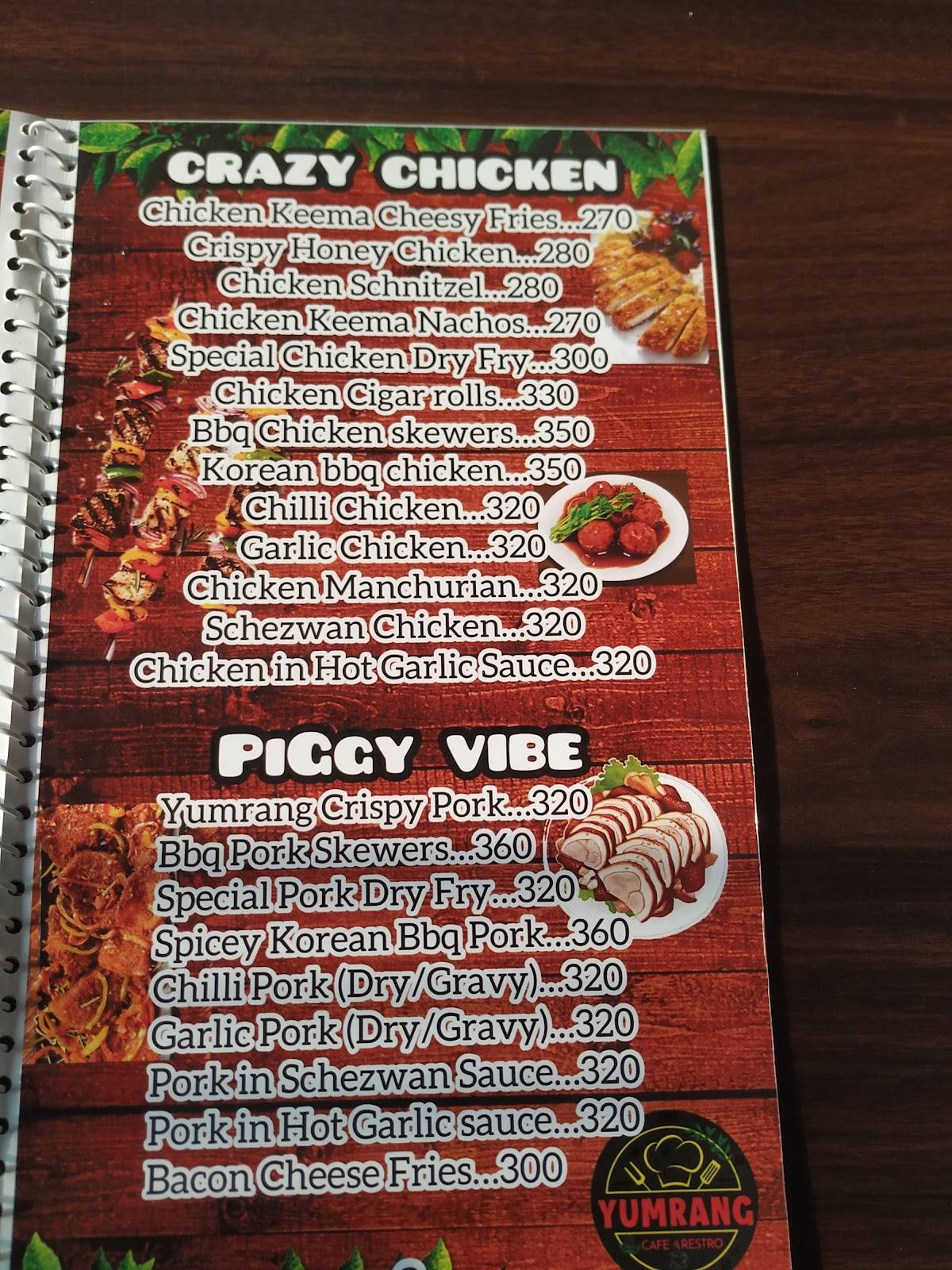 Menu at Yumrang Cafe & Restro, Guwahati