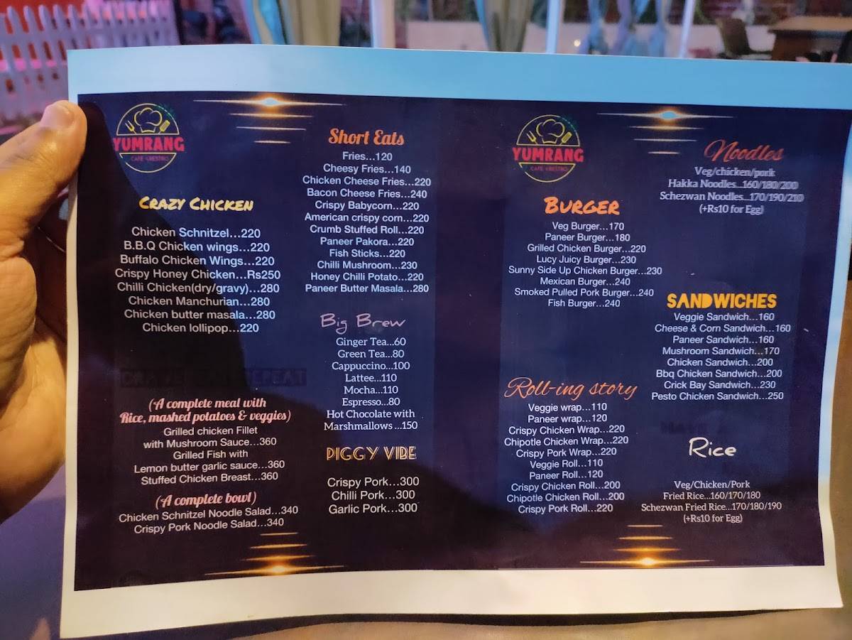 Menu at Yumrang Cafe & Restro, Guwahati