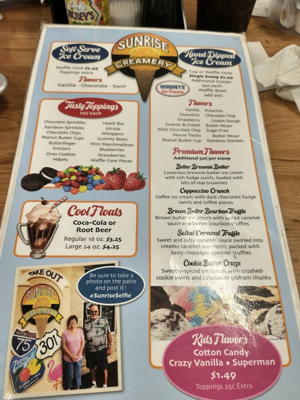 Menu at Sunrise Eatery restaurant, Zephyrhills, Gall Blvd