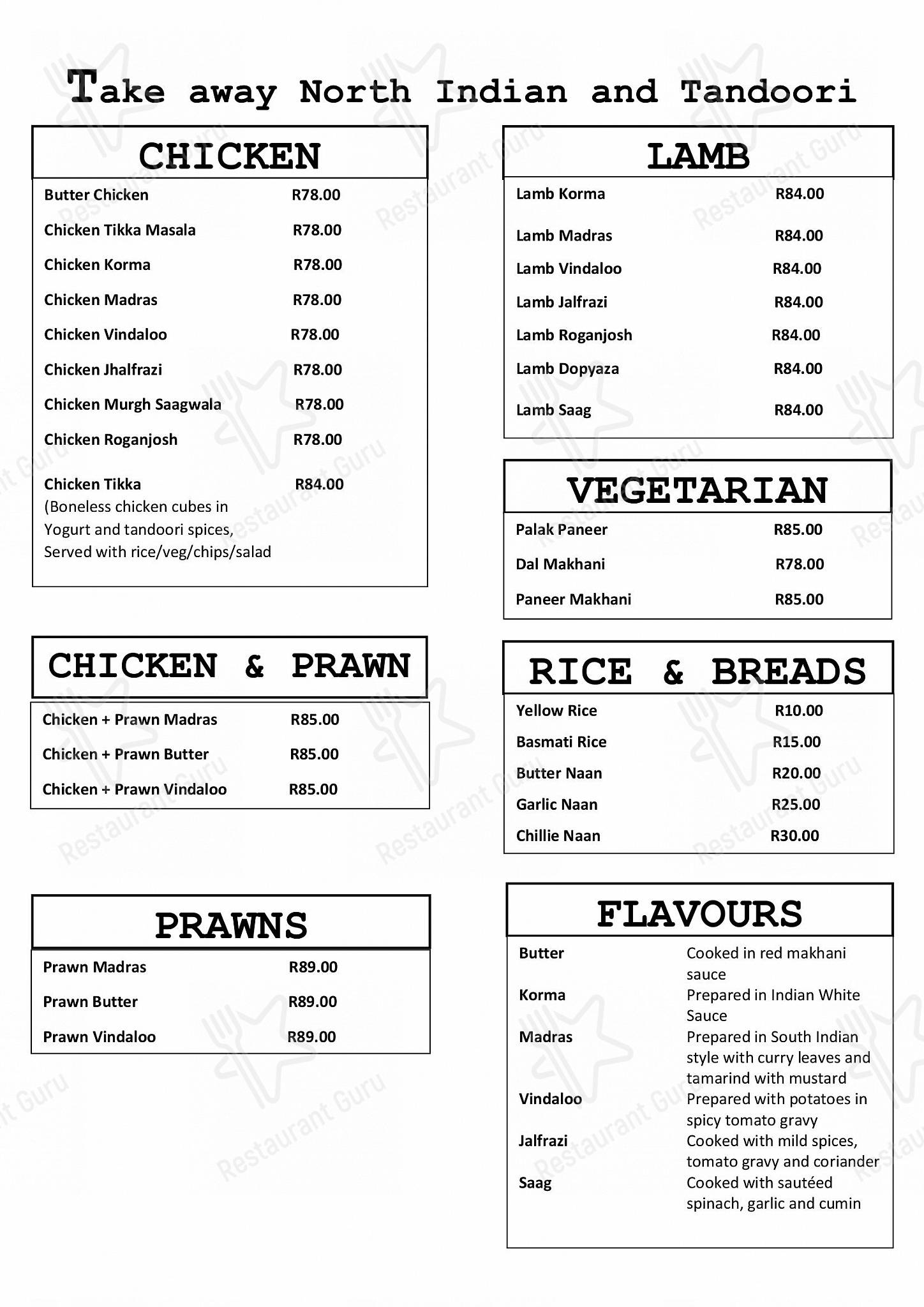 Menu at Royal Delhi Restaurant, Port Elizabeth