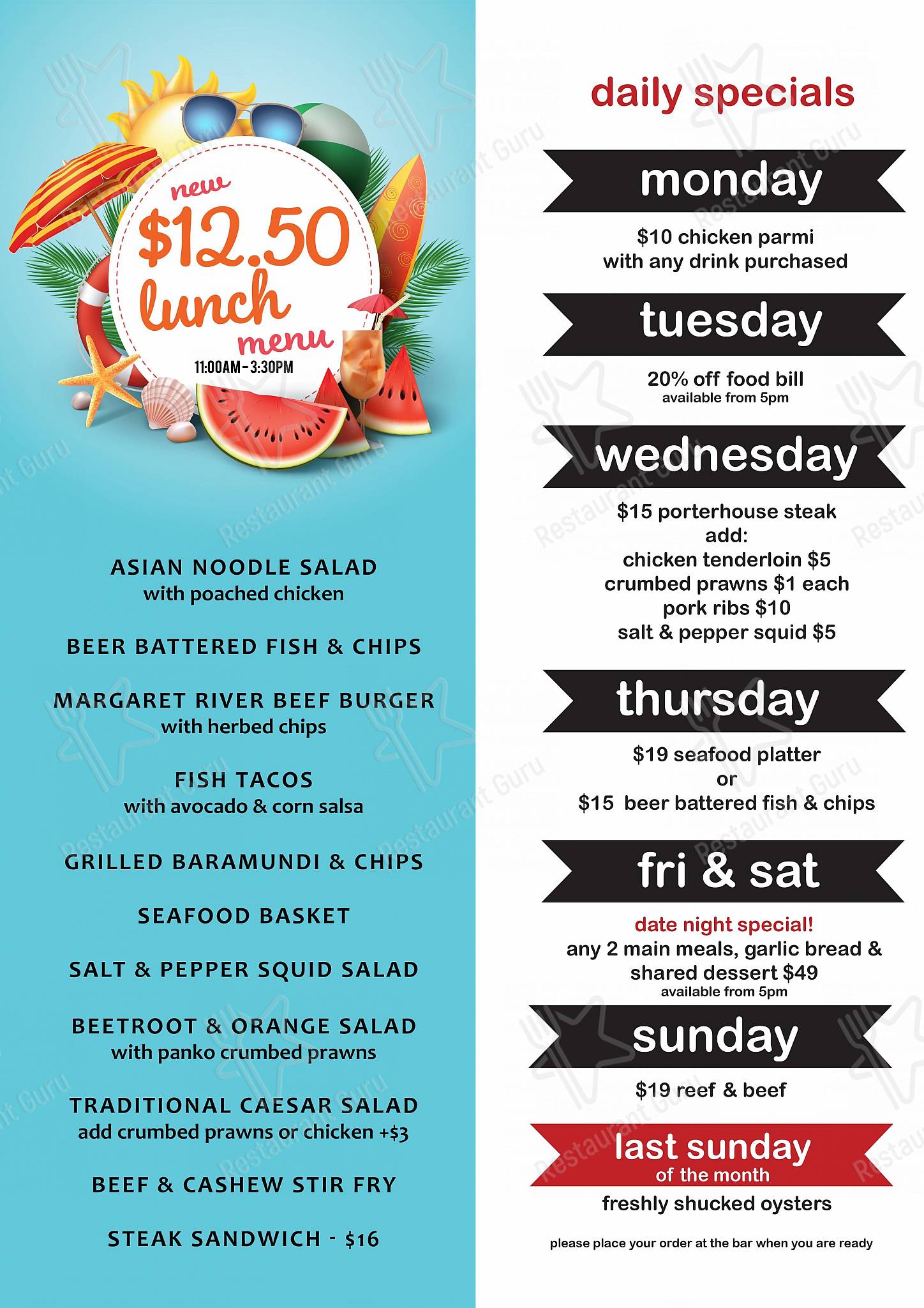 Menu at two40three Bar & Grill, Morley
