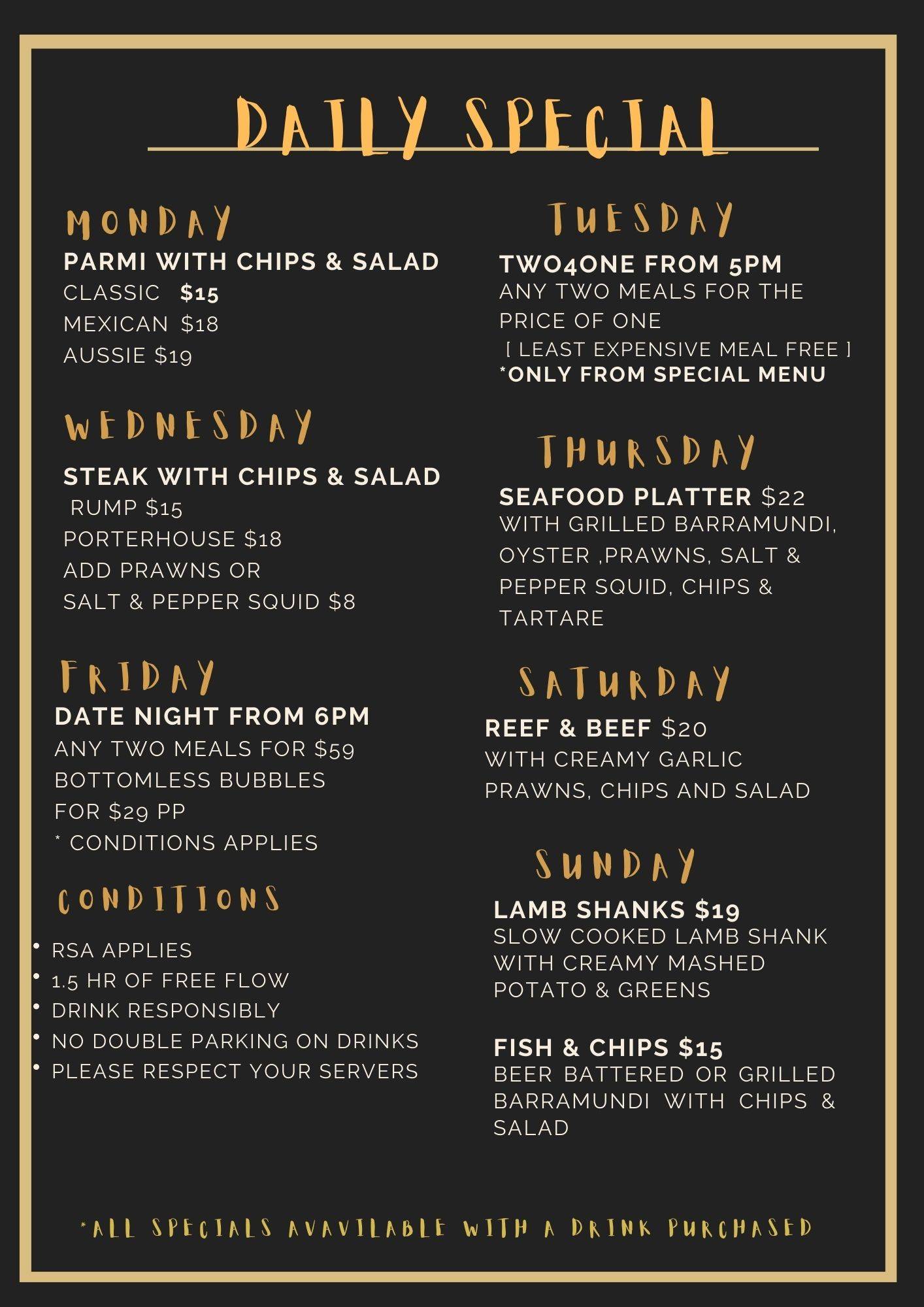 Menu at two40three Bar & Grill, Morley