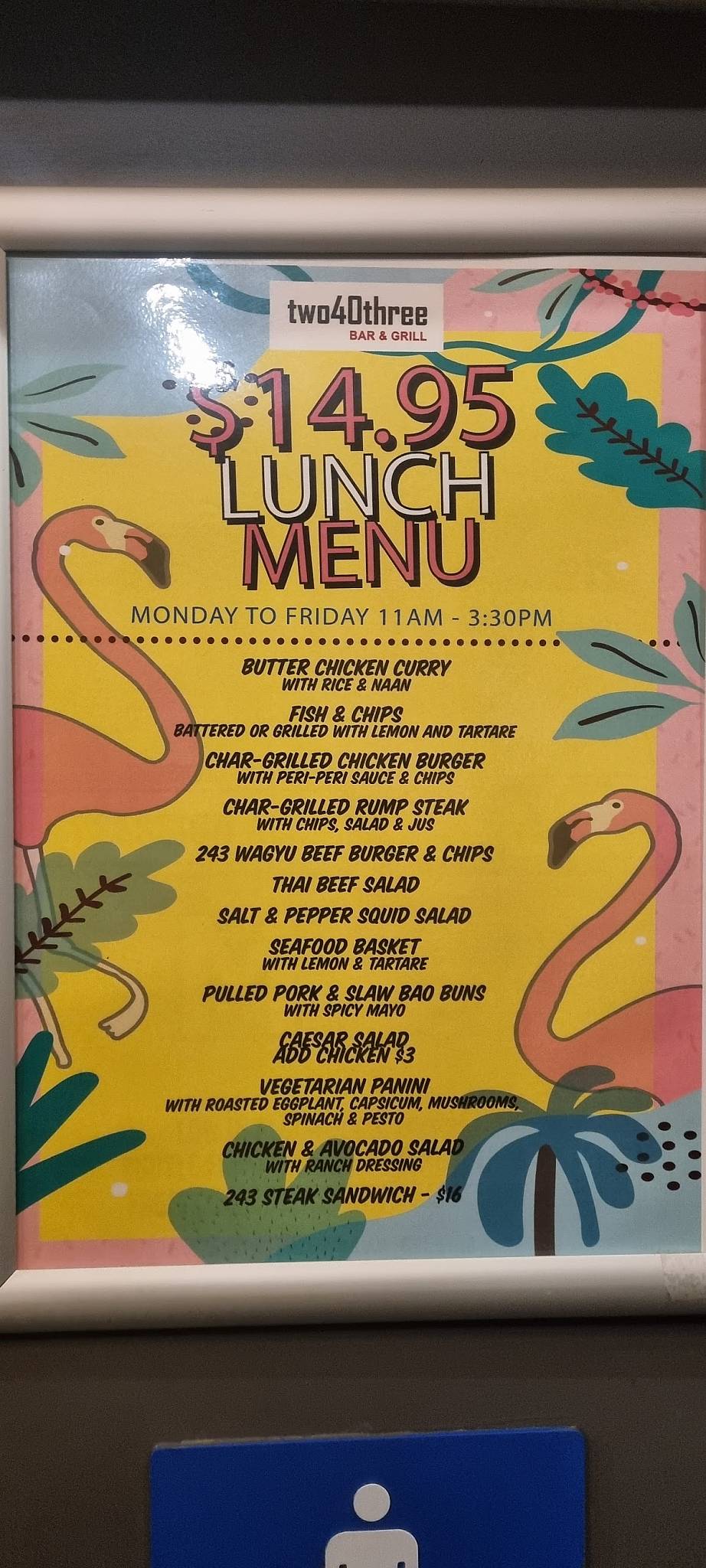 Menu at two40three Bar & Grill, Morley