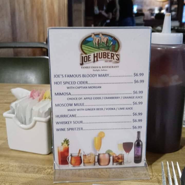 Menu at Joe Huber's Family Farm & Restaurant, USA