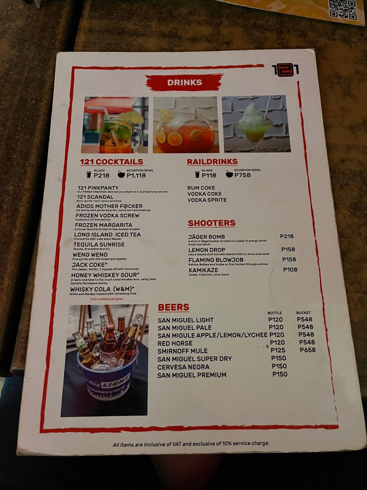 Menu at 121 Restaurant (Salcedo Village, Makati City), Makati, 121 L.P ...