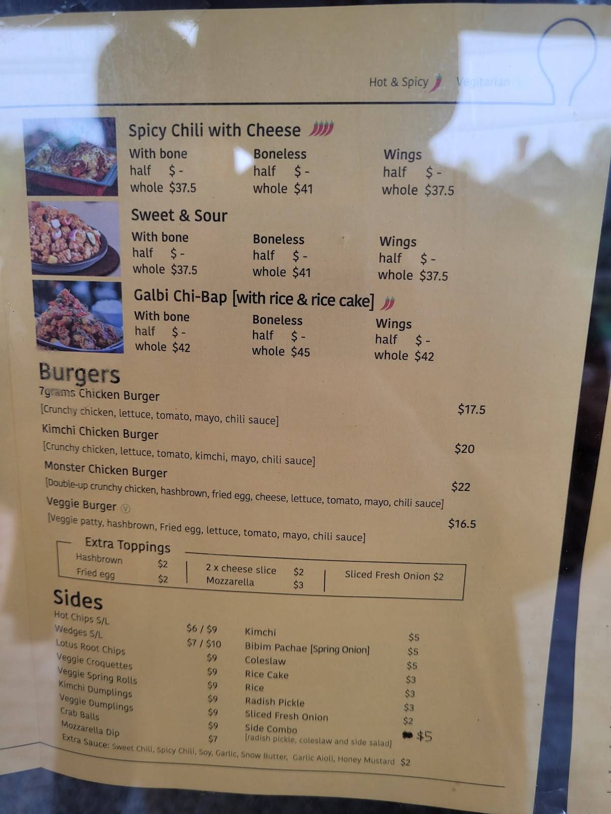 Menu at 7 Grams Restaurant, North Perth