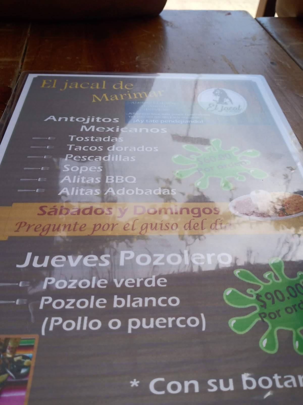 Carta del restaurante El Jacal del Marimar del Henry Carrera, Acapulco
