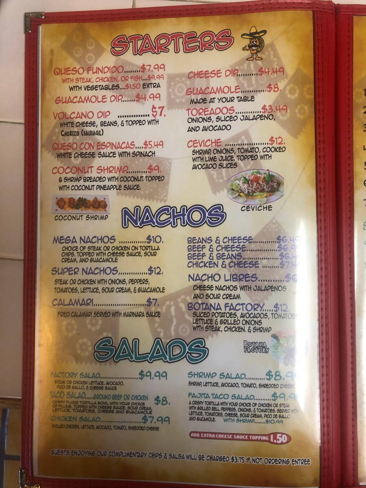 Menu at Taco Factory Sports Bar and Grill, Ada, Cradduck Rd