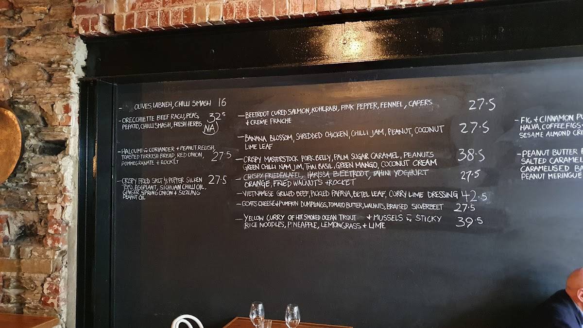 Menu at Peel St restaurant, Adelaide