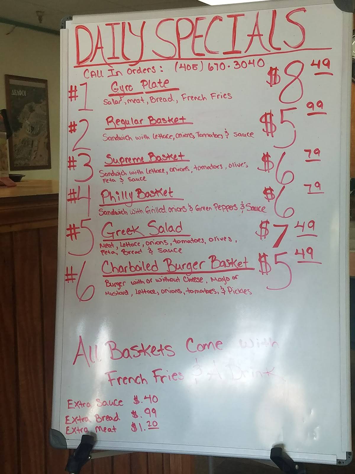 Menu at Akropolis Greek Restaurant, Oklahoma City, SE 29th St