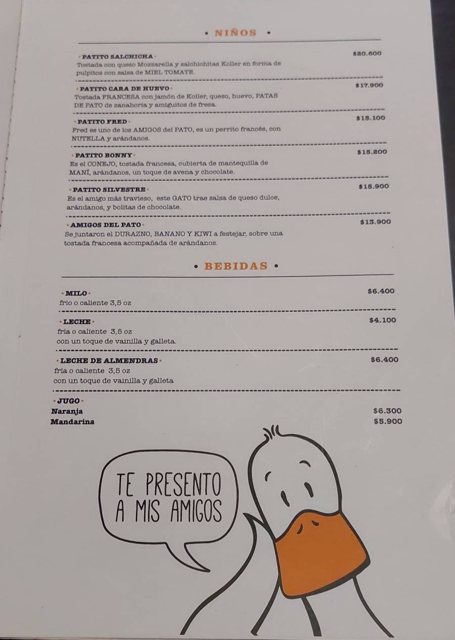 Carta del restaurante Al Agua Patos, Bogotá, Cl. 104 #18A-52