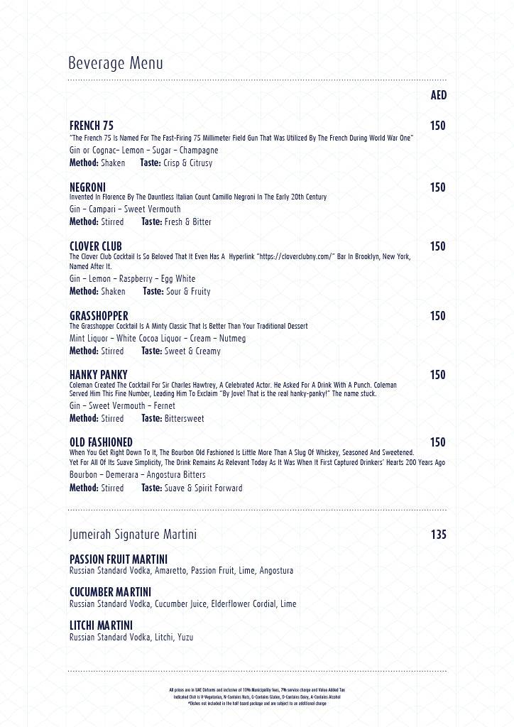 Menu at Ristorante L' Olivo at Al Mahara restaurant, Dubai, Burj Al ...