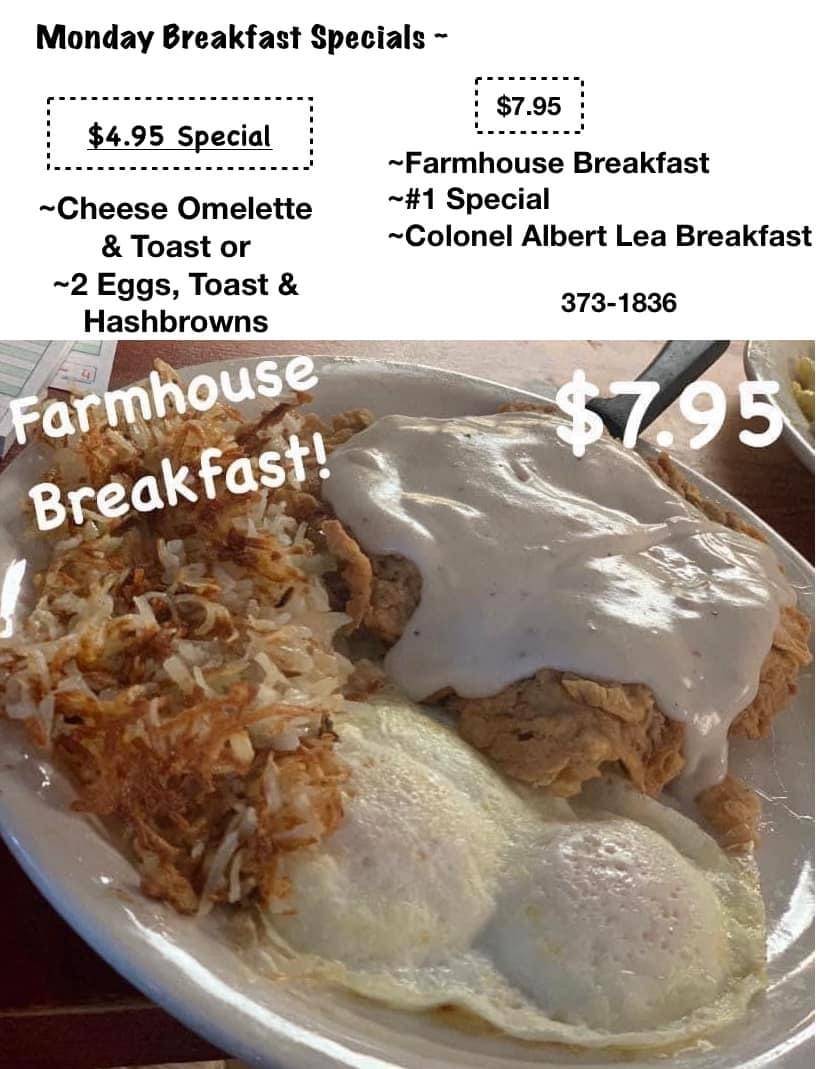 Menu at Elbow Room restaurant, Albert Lea