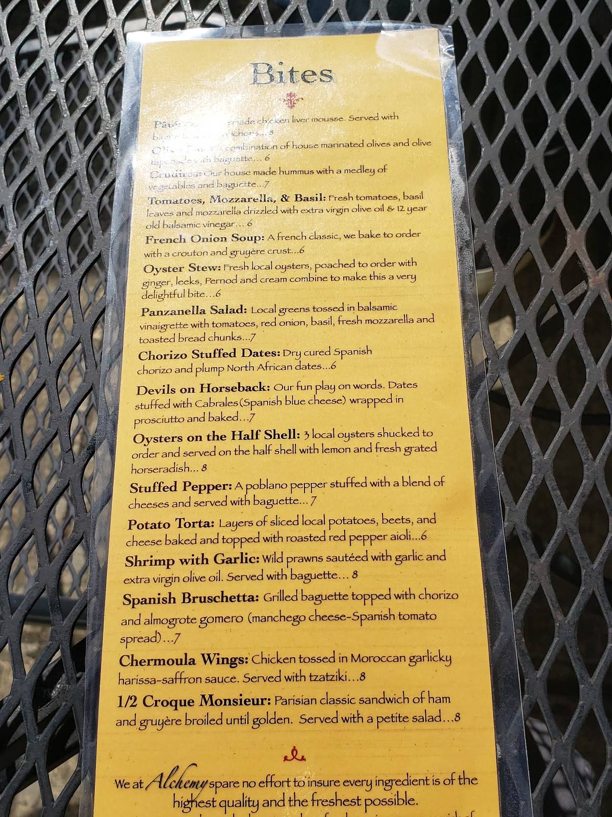 Menu at Alchemy Bistro & Bar, Port Townsend