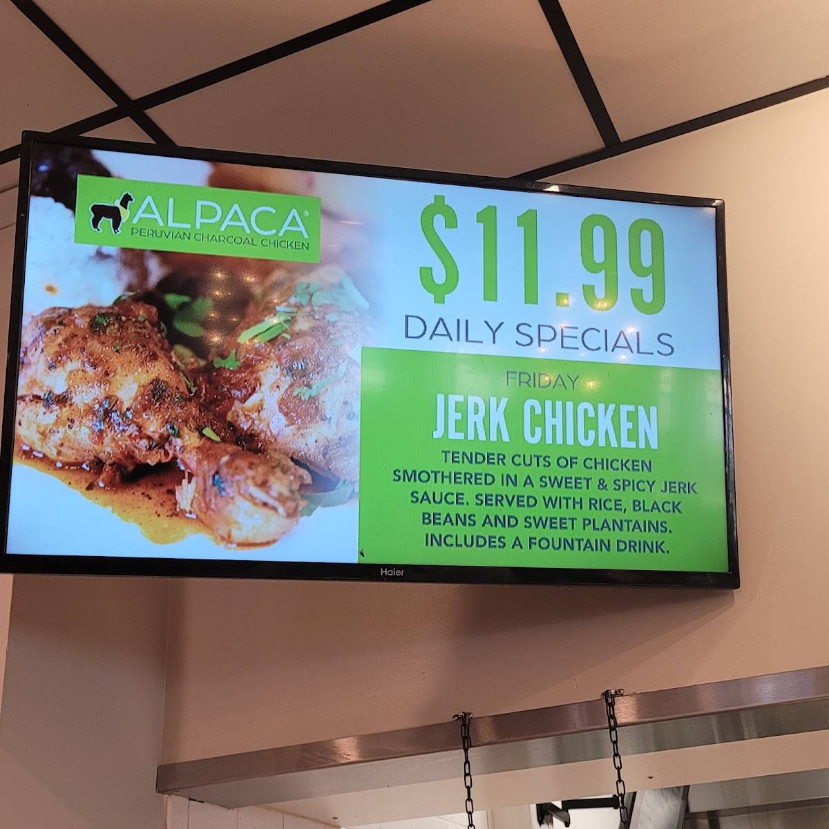 Menu at Alpaca Peruvian Charcoal Chicken restaurant, Raleigh, Capital Blvd