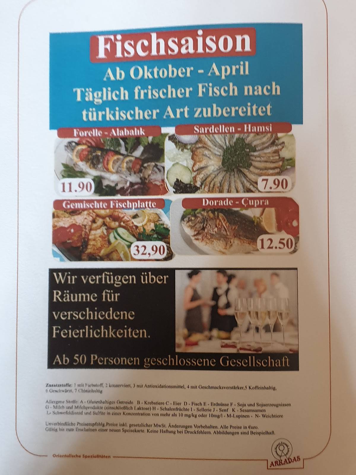 Speisekarte von Arkadas restaurant, Kassel
