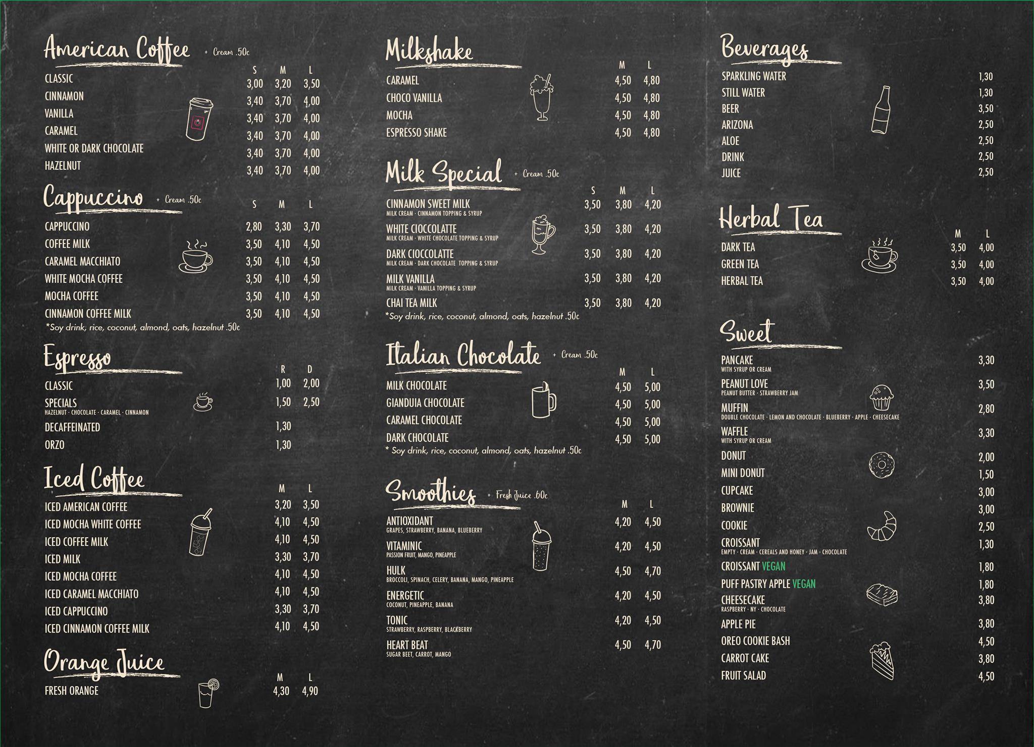 Menu at Arnold Coffee pub & bar, Florence, Piazza del Duomo