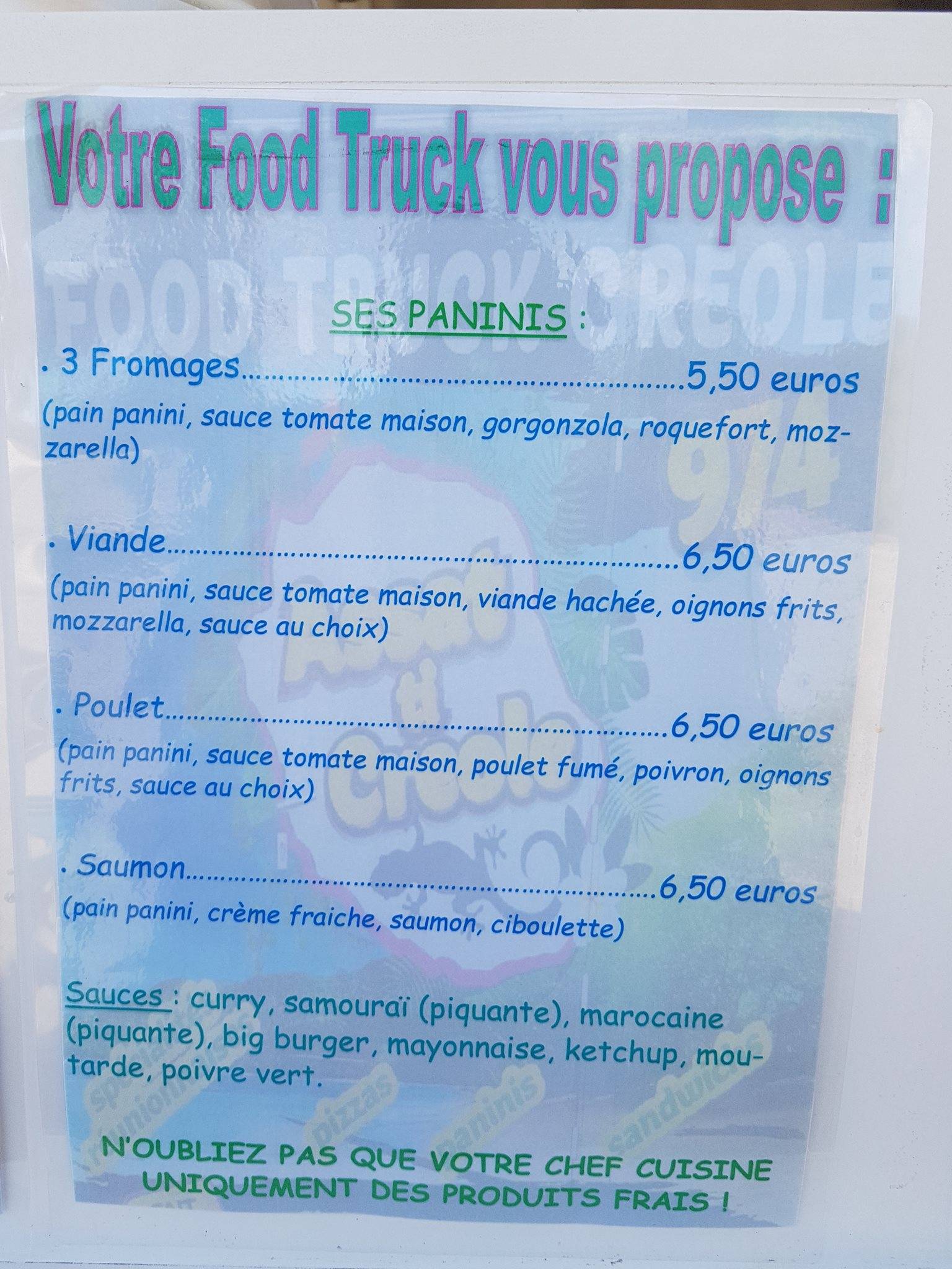 Menu at Assat Ti Créole restaurant, Villevallier