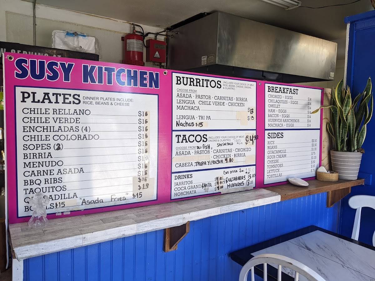 Menu at Susy Kitchen, Authentic Mexican Food restaurant, Atascadero