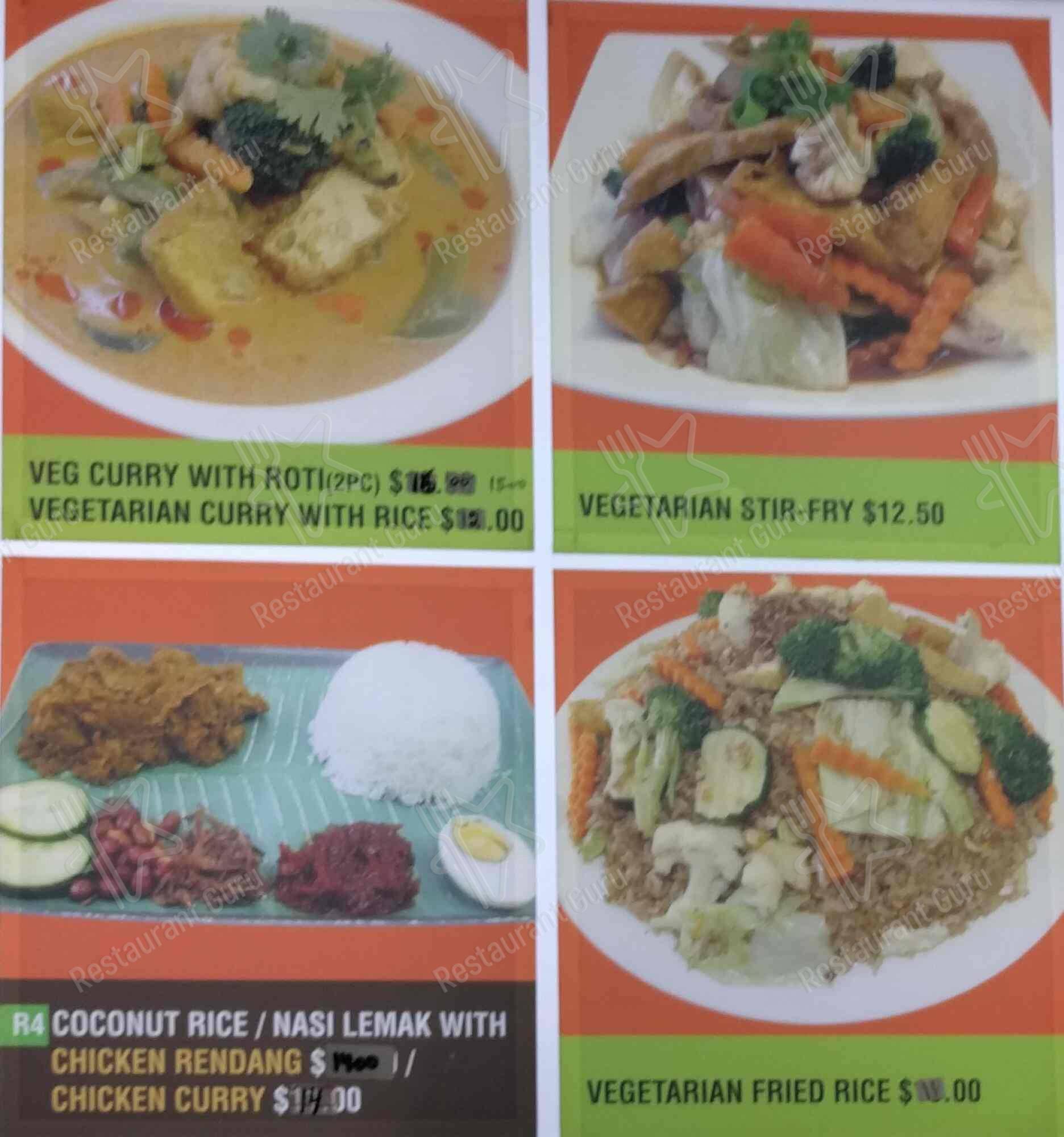 Menu at Taste of Malaysia Restaurant, Auckland, 615 Great South Rd