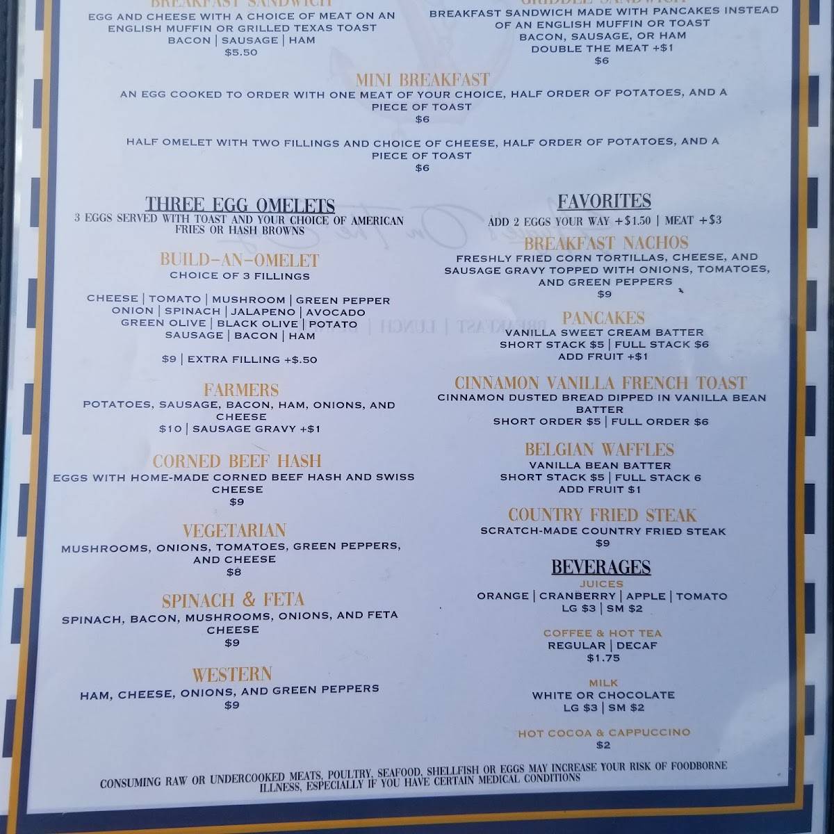 Menu at Augie's On the Bay restaurant, Tawas City