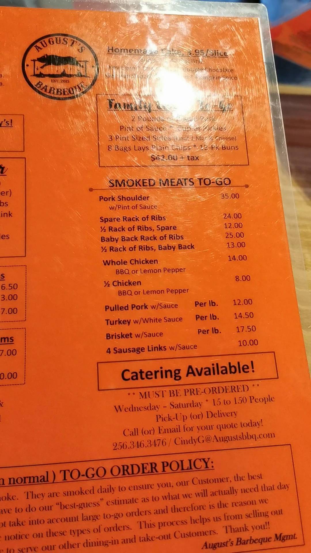 Menu at Bandits Bar & Grill, LLC, Sylacauga